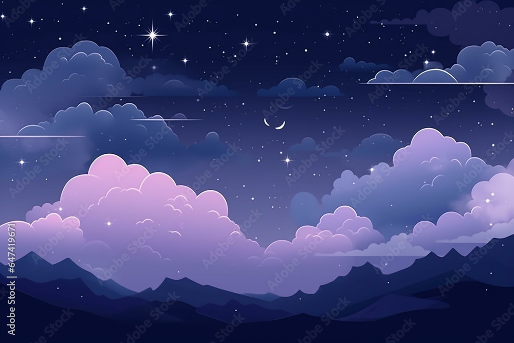 Minimalist night sky background with clouds for cosmetic products ...