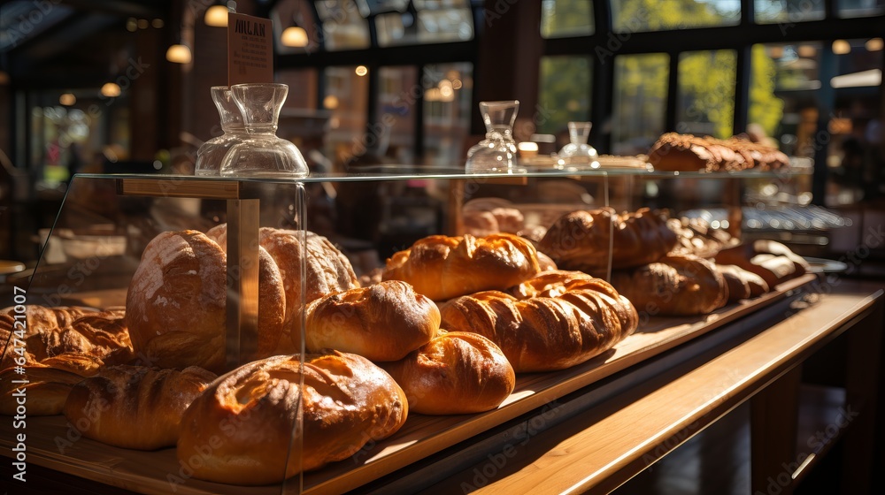 Rustic outdoor bakery and coffee shop with hot pastries and tables for ...