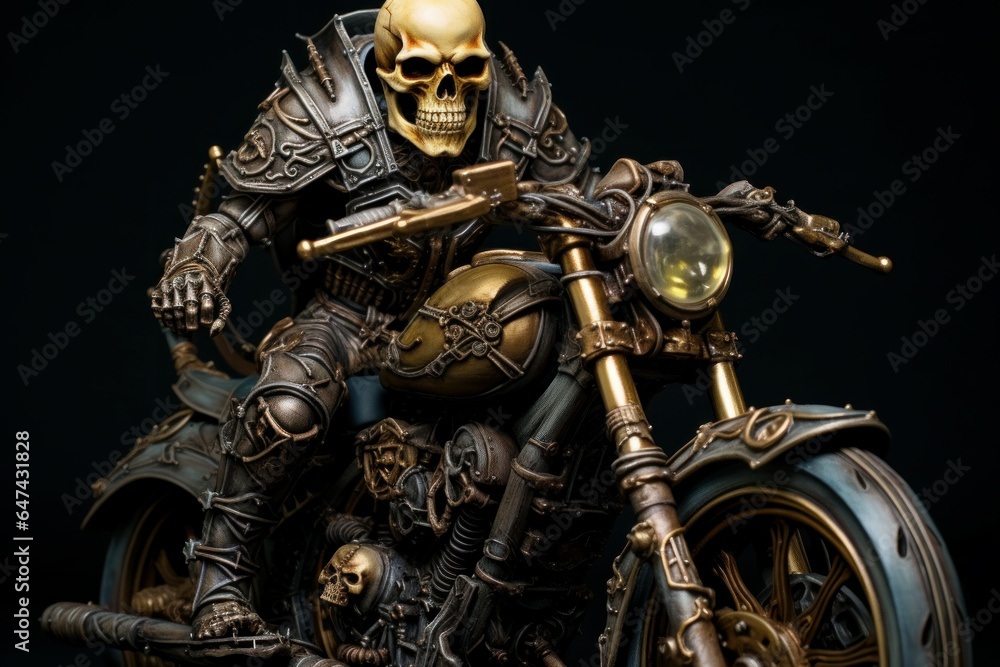 Horrifying Biker demon skeleton. Generate Ai Stock Illustration | Adobe ...