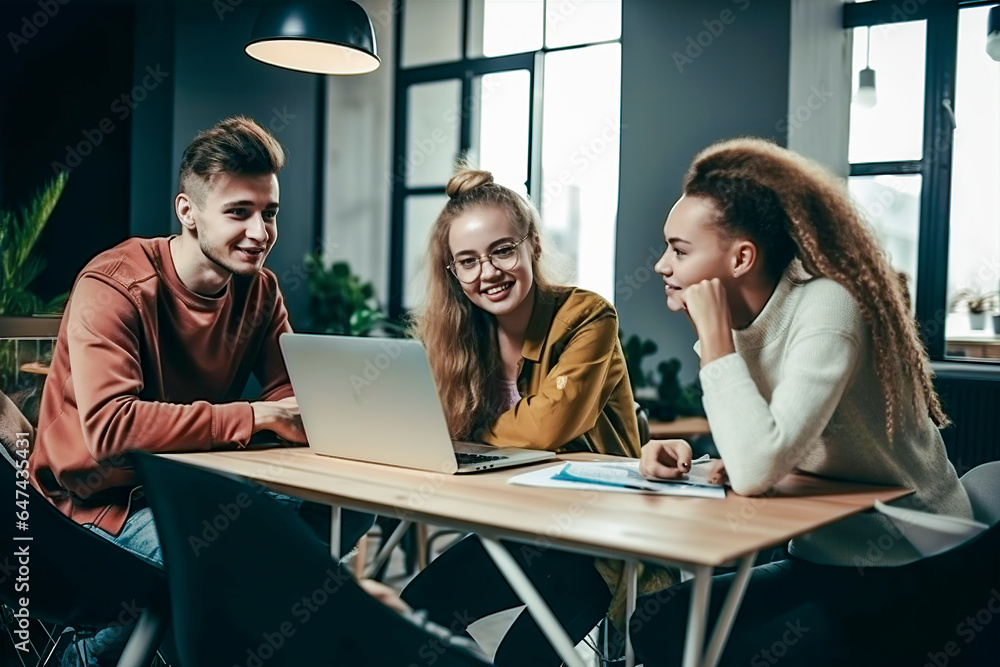 Dynamic Coworking Trio: Friends Collaborating and Innovating Together ...