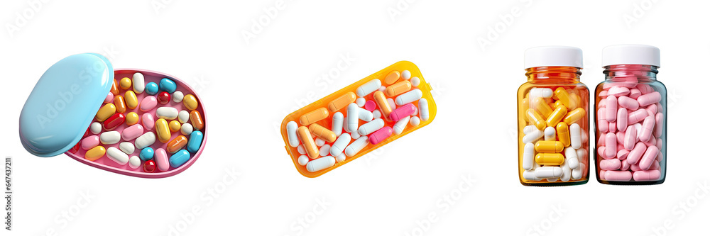 Png Set Medications in containers for treatment on a transparent ...