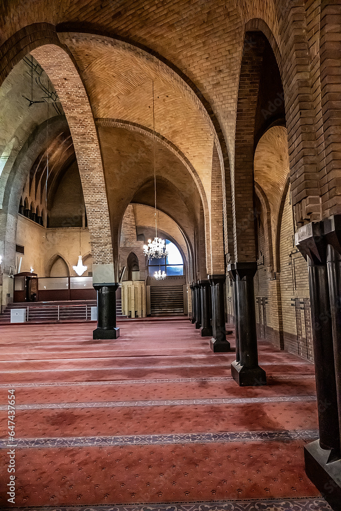 Interior of Fatih Mosque, mosque on the Rozengracht in Jordaan ...
