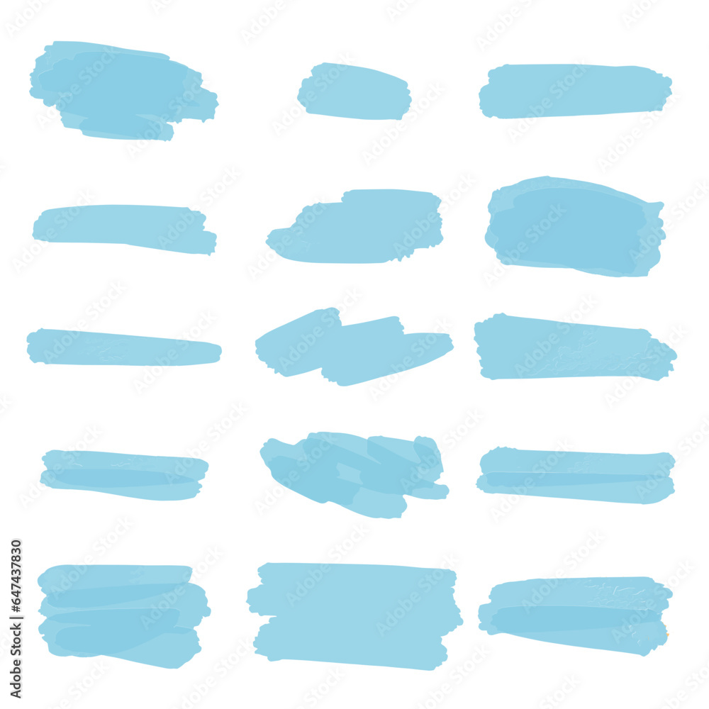 Paint Stroke Set, Blue Paint Stroke Vector, Paint Vector, Painting ...