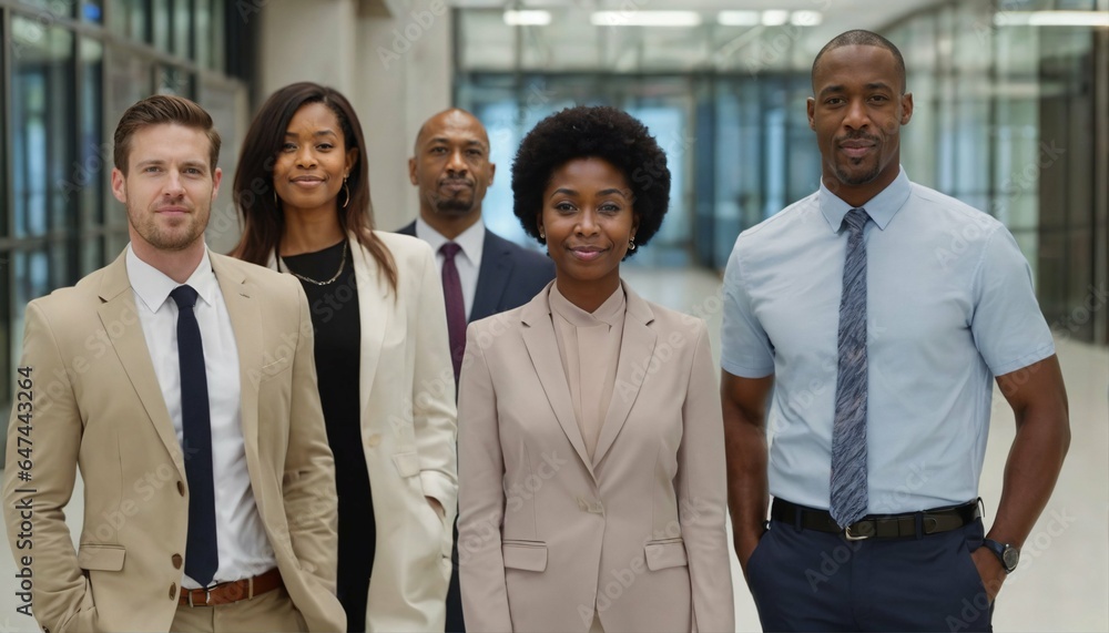 Dynamic corporate team strength symbolized by black and white ...