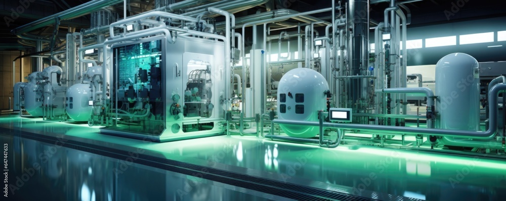 Ethanol biofuel production line displaying futuristic machinery, where ...