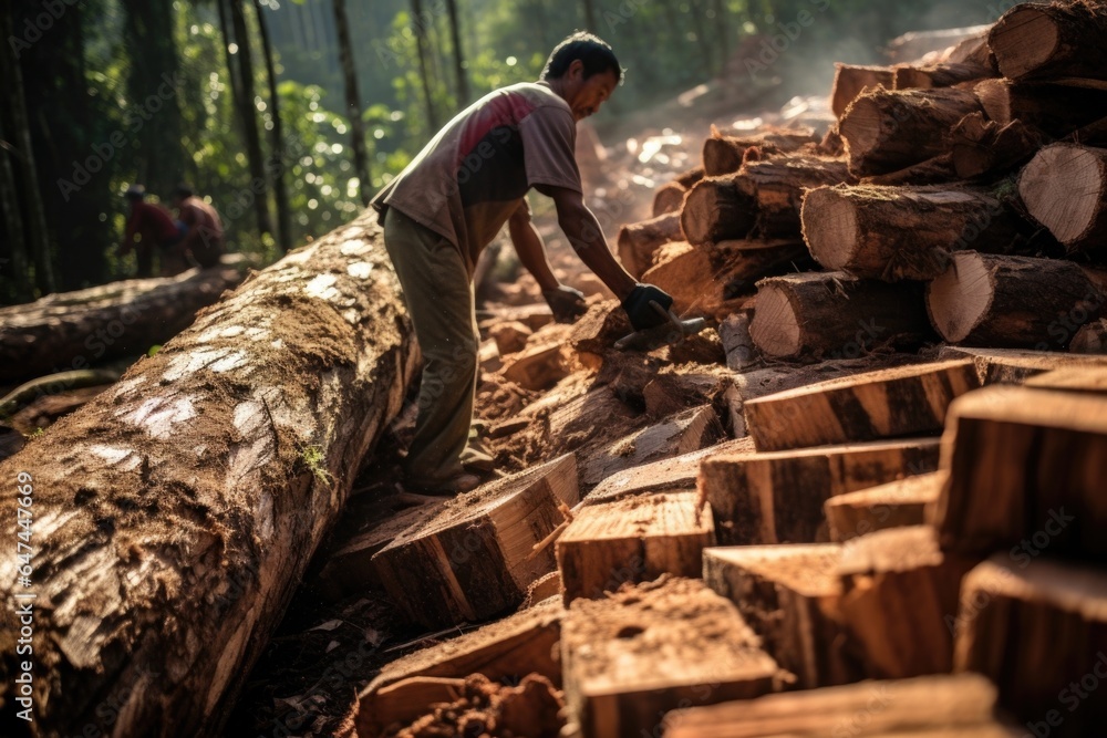 Chain saws ting through tree trunks, shedding light on the destructive ...