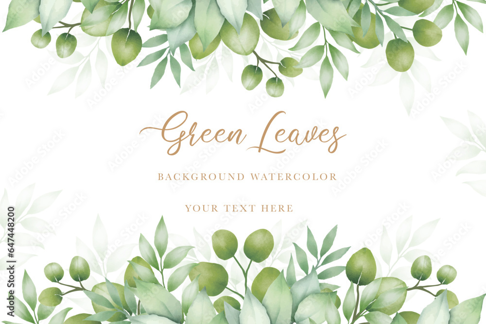 nature background with green leaves watercolor Stock Vector | Adobe Stock