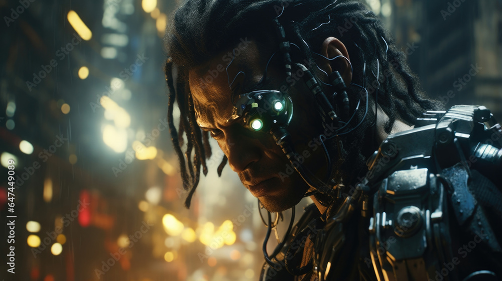 In a cybernetic slum, a bounty hunter tracks a target through a maze of ...