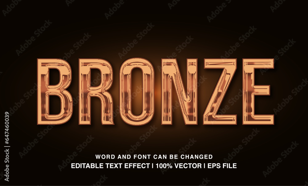 Bronze editable text effect template, metal texture effect bold bronze ...