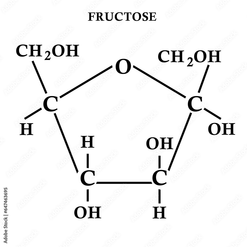 Chemical structure formula of fructose molecule illustration Stock ...