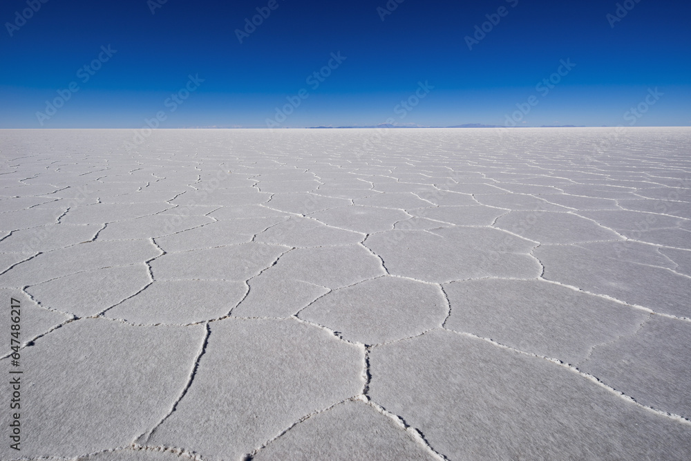 Hexagon Patterns On The Salt Flats Of Salar De Uyuni; Bolivia Stock ...