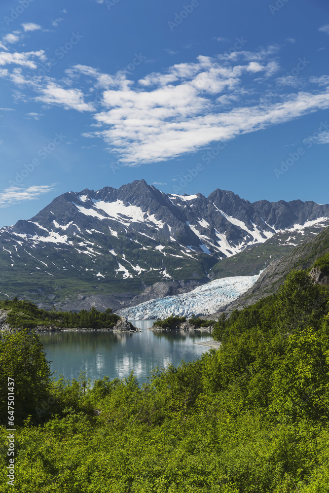 Shoup Glacier Spilling Over The Chugach Mountains Into Shoup Bay, Shoup ...