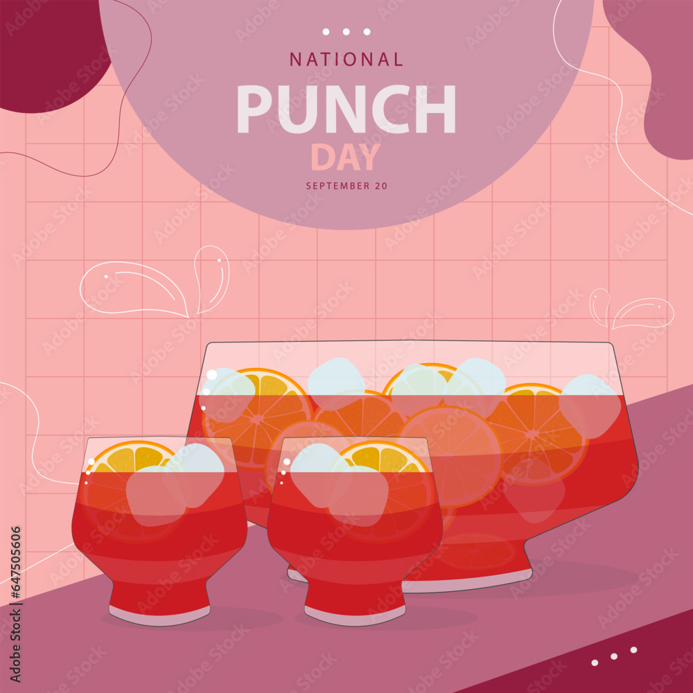 National Punch Day on september 20 with vector illustration two viski ...
