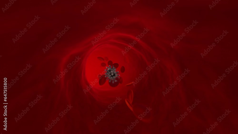 4K CGI animation showcasing red blood cells and virus cells in a ...