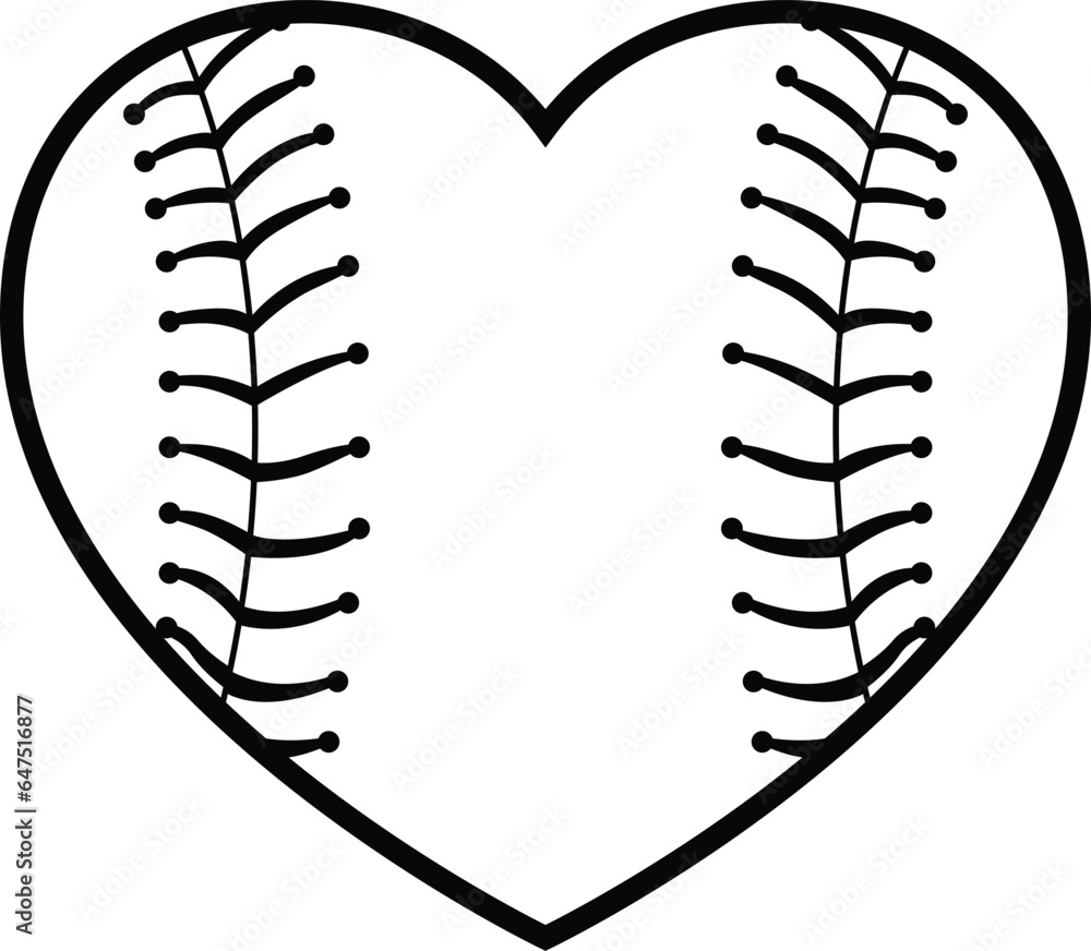 Baseball shaped heart clipart vector. Heart with baseball symbol Stock ...