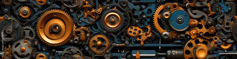 intricate mechanical world, picture full of micro mechanical elements ...