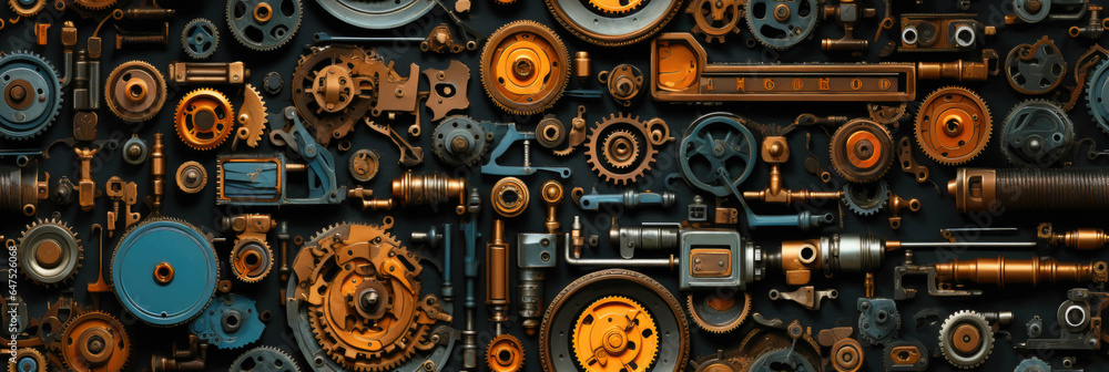intricate mechanical world, picture full of micro mechanical elements ...