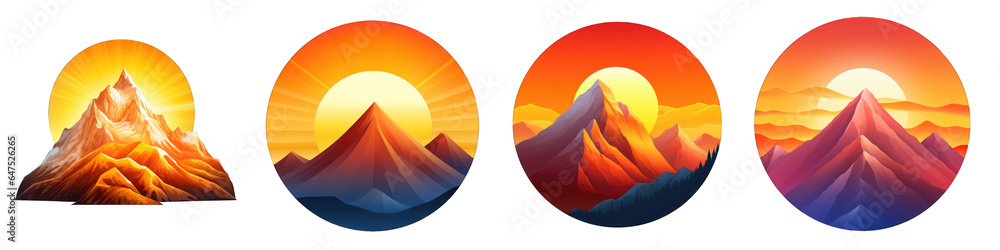 Mountain Sunrise clipart collection, vector, icons isolated on ...