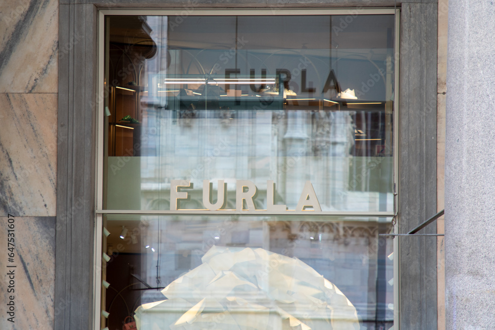 furla windows logo brand and sign text front facade entrance of up ...