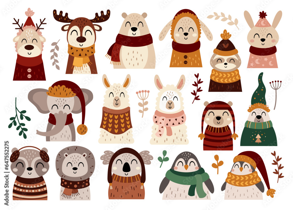 Winter animals clipart for Christmas decor, Nursery prints, Baby shower ...