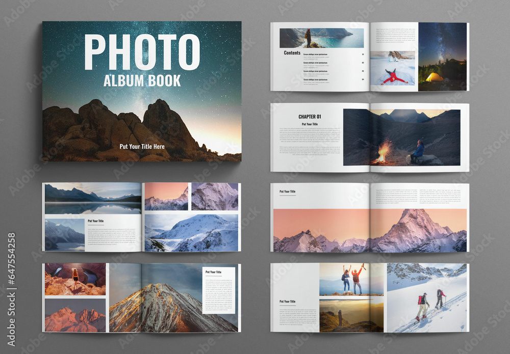 Photo Album Book Template Landscape Stock Template | Adobe Stock