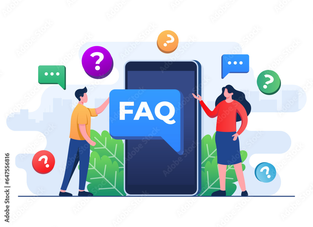 People having questions, Frequently asked questions concept flat ...