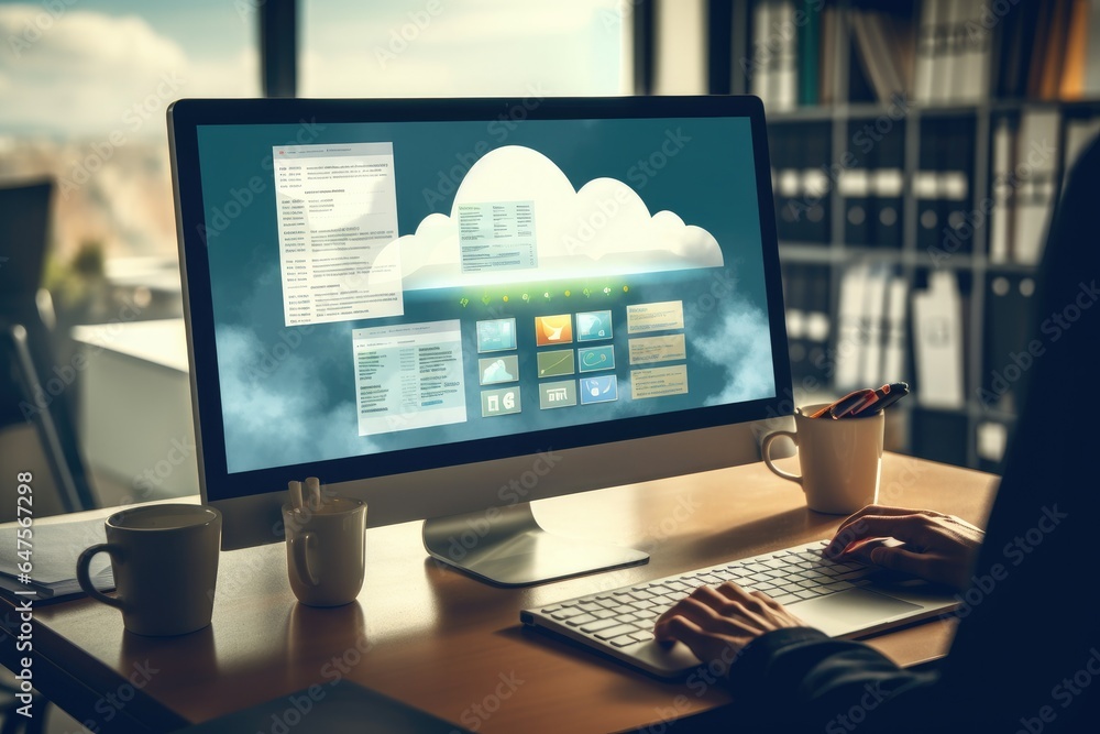 Document Management System on cloud popup from computer desktop ...