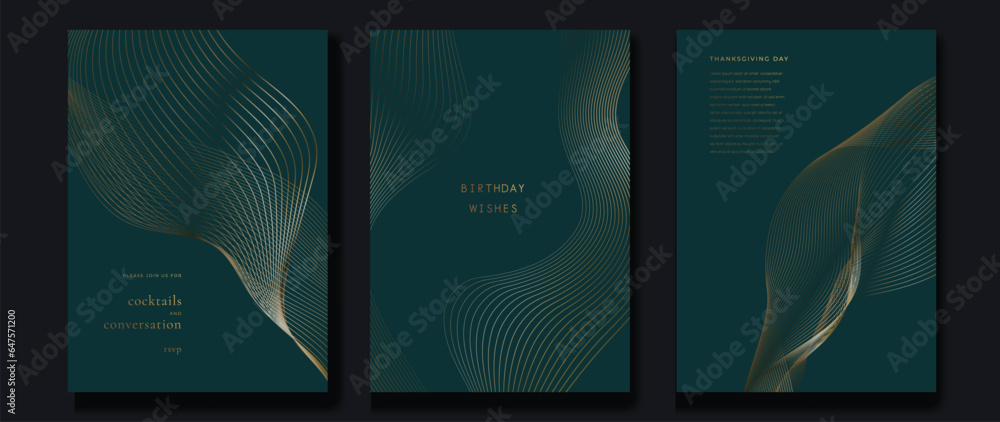 Luxury invitation card background vector. Golden curve elegant, gold ...
