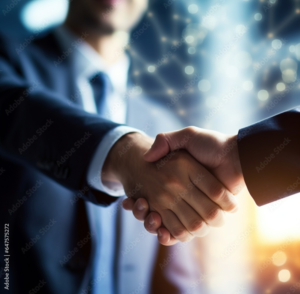 Hombres de negocios cerrando un trato con un apretón de manos foto de ...