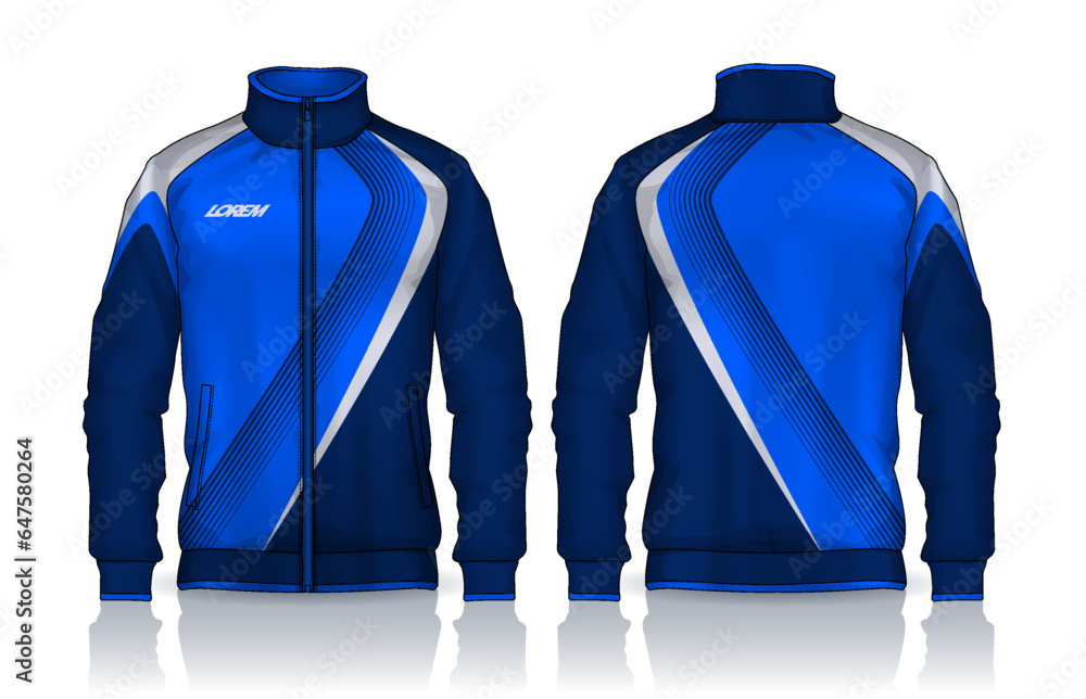 Jacket Design. Sportswear. Track front and back view Stock Vector ...