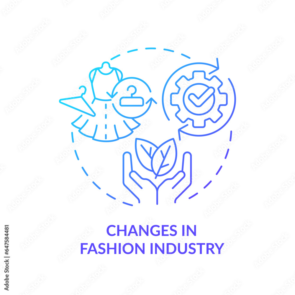 2D gradient icon changes in fashion industry concept, simple isolated ...