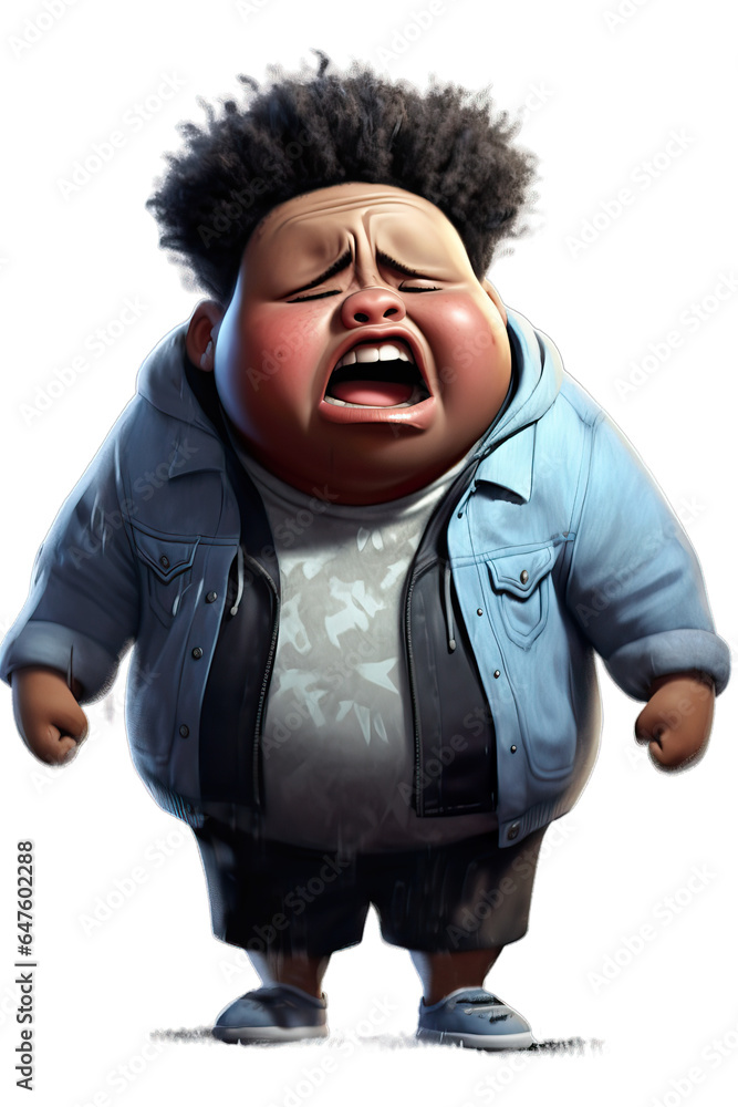 Scared sad crying black kid boy cartoon character, close view, sad ...
