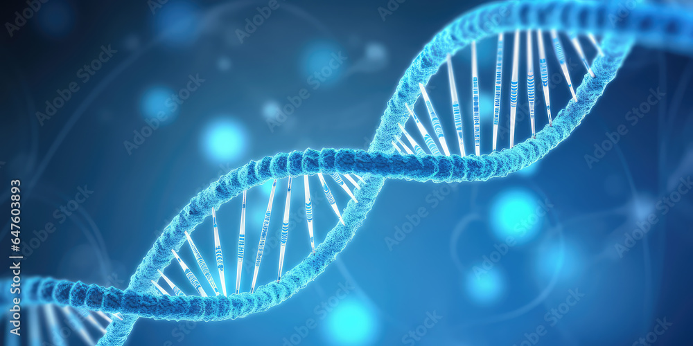 DNA background abstract blue futuristic close-up with copy space ...