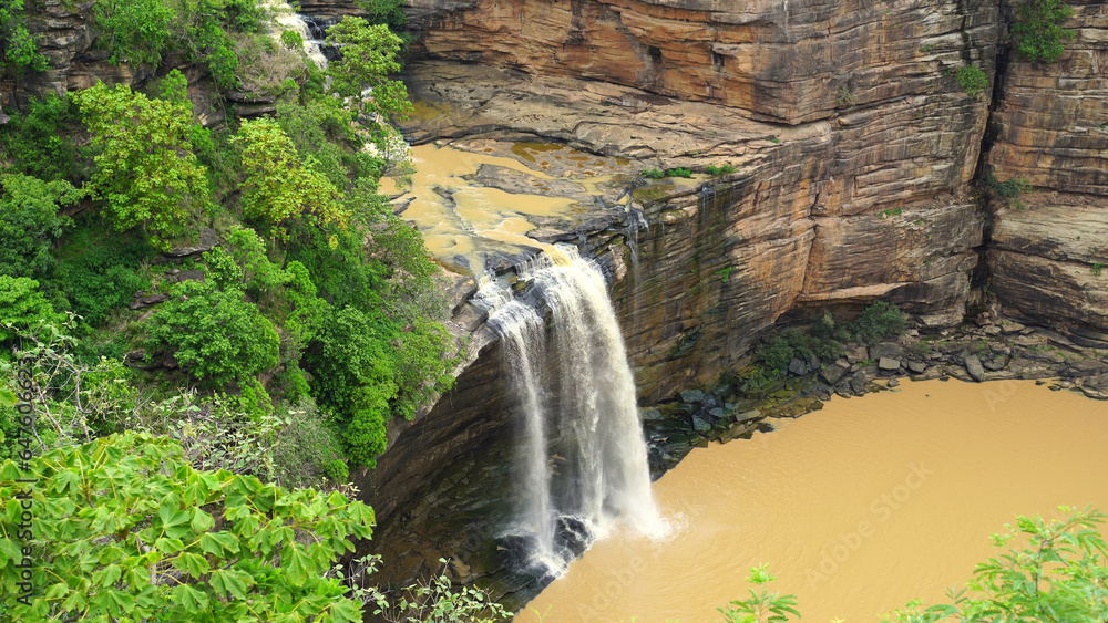 The Rajdari and Devdari waterfalls are located within the lush green ...