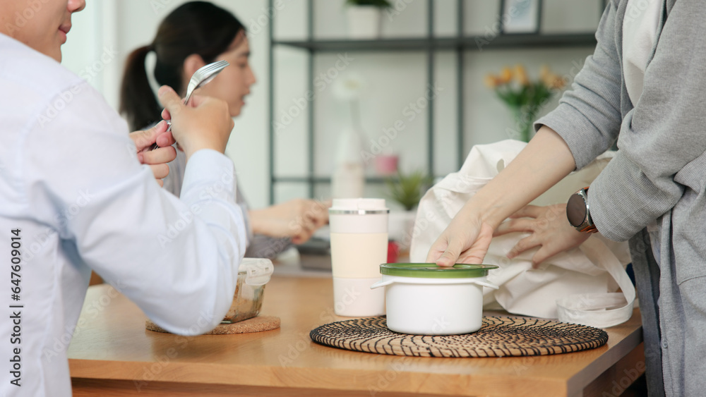 Gen Z asia people group save the planet earth relax eating food go ...