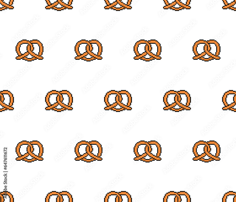 pixel pretzel Seamless Pattern vector pretzel background pixel art 8 ...