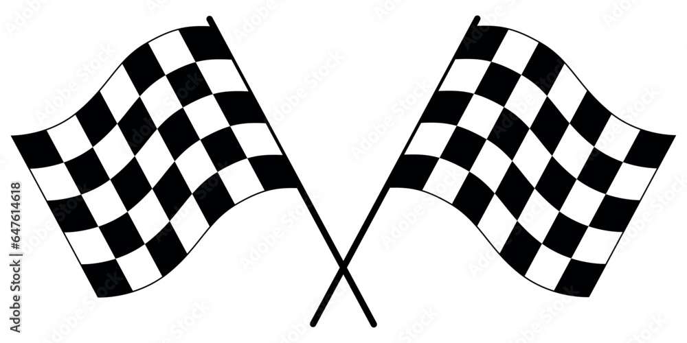 Two crossed racing flags. Black and white checkered racing flags ... Two crossed racing flags. Black and white checkered racing flags ...