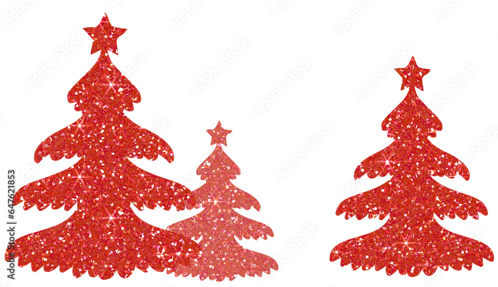 Red christmas tree glitter on transparent background. Christmas ...