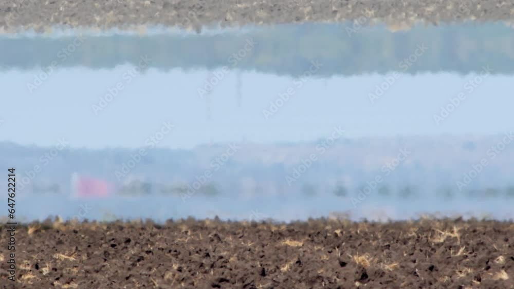 Fantastic unreal turned upside down landscape, parallel worlds. Mirage ...