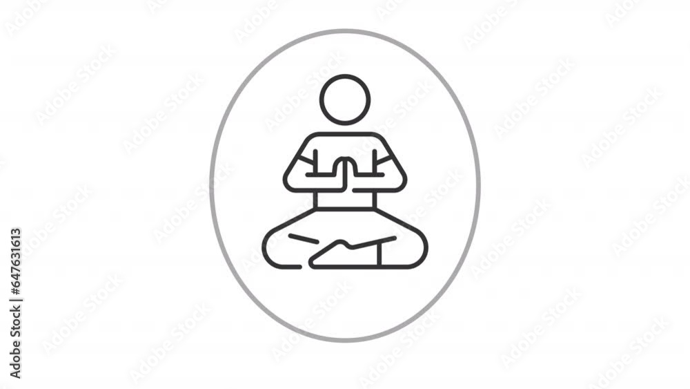 Black simple thin line animation of prayer pose, HD video with ...