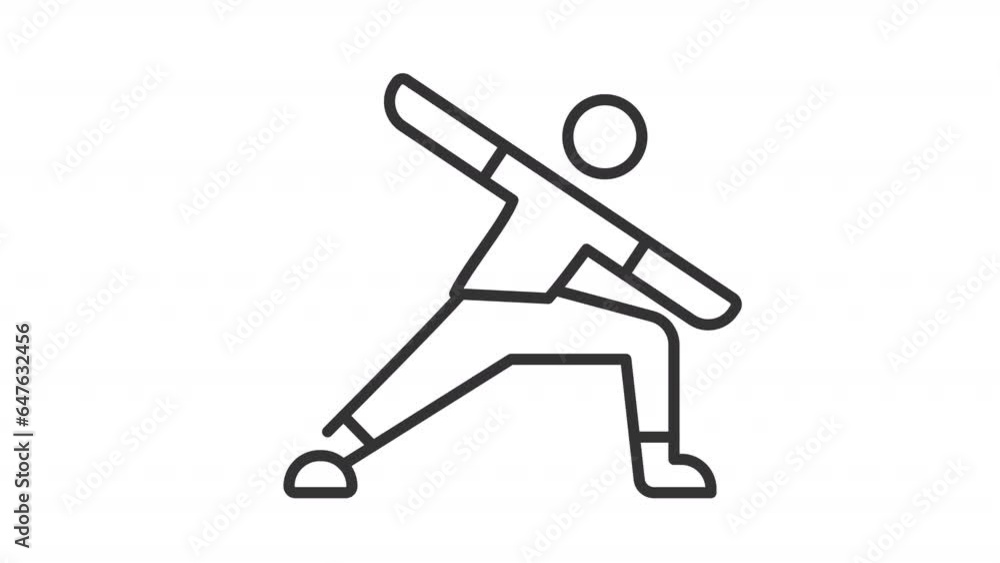 Black simple thin line animation of stretching exercise, HD video with ...