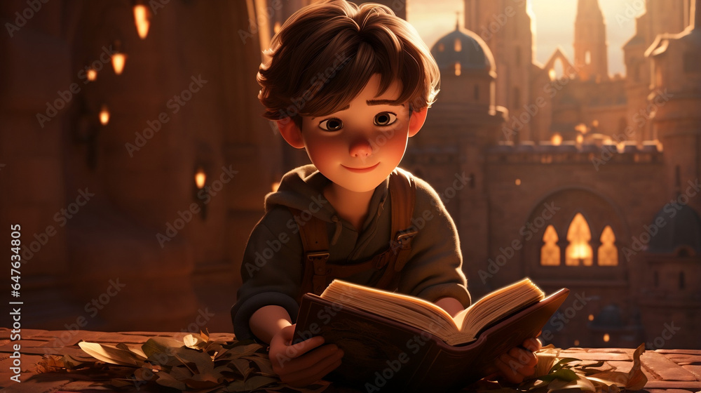 Mystical Adventure, Joyful child exploring an enchanted world within an ...