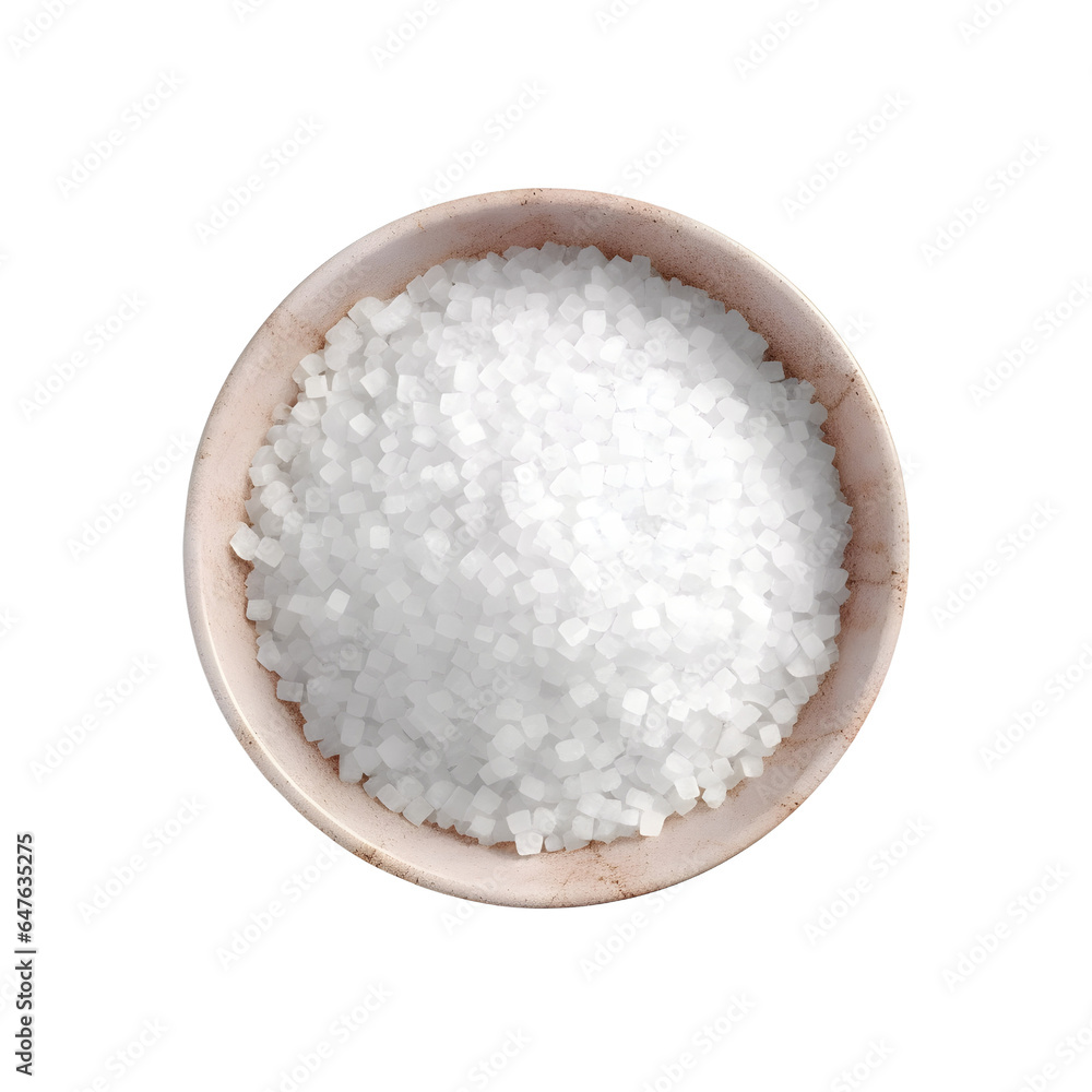 sea salt in a bowl top view isolated on transparent background Stock ...
