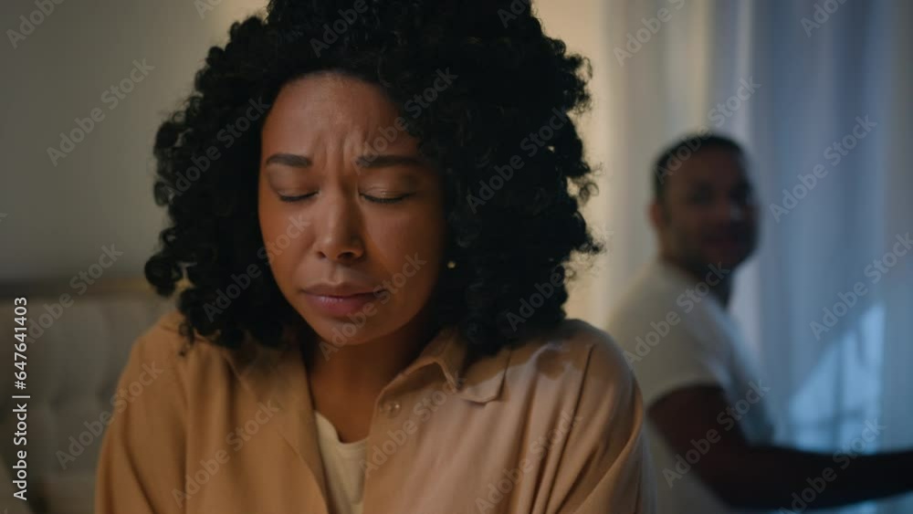 African American woman victim wife girlfriend crying scared afraid ...