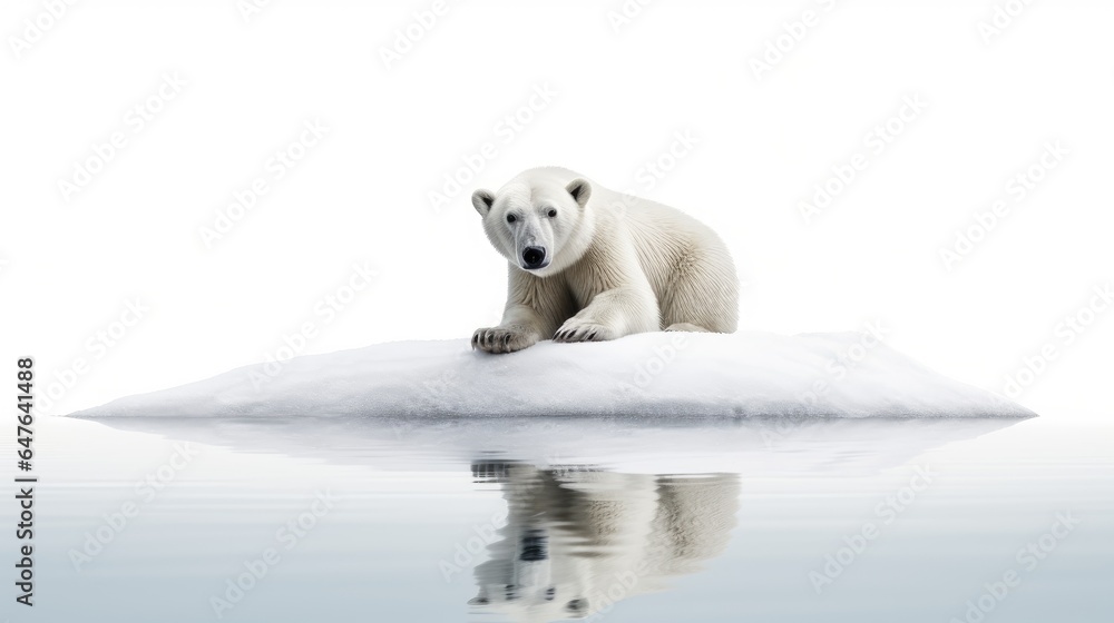 melting polar ice caps, with a polar bear standing on a shrinking ice ...