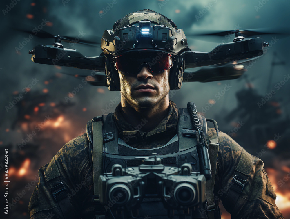 Soldier Using Drone for Scouting During Military Operation. anti ...