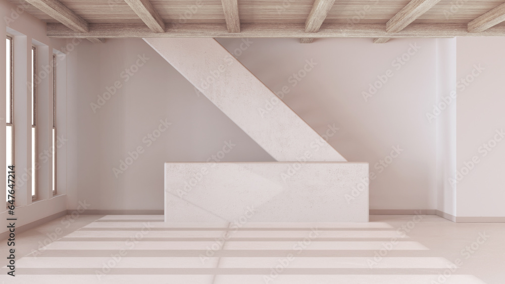 Empty room interior design, open space with resin floor, window and ...