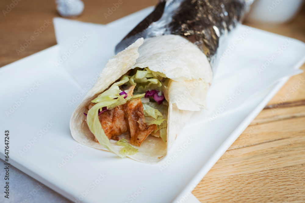 Traditional Kurdish and Greek fast food - grilled meat gyros pita ...