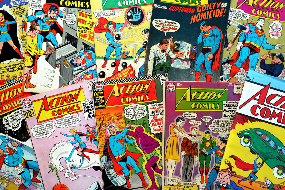 Los Angeles, California – September 14, 2023: Vintage Covers of ACTION ...