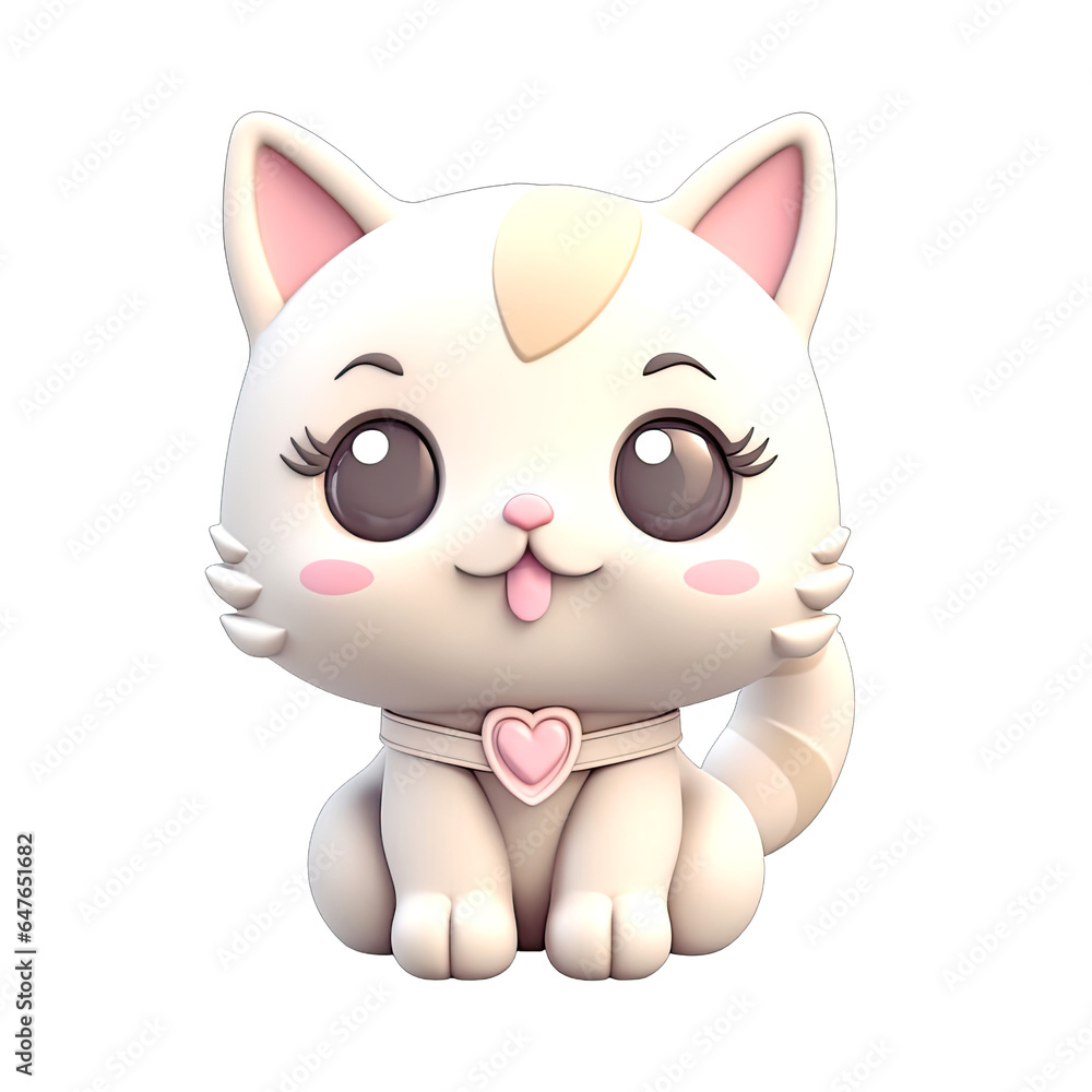 Cute cat 3d icon isolated on transparent background Png V2 Stock ...